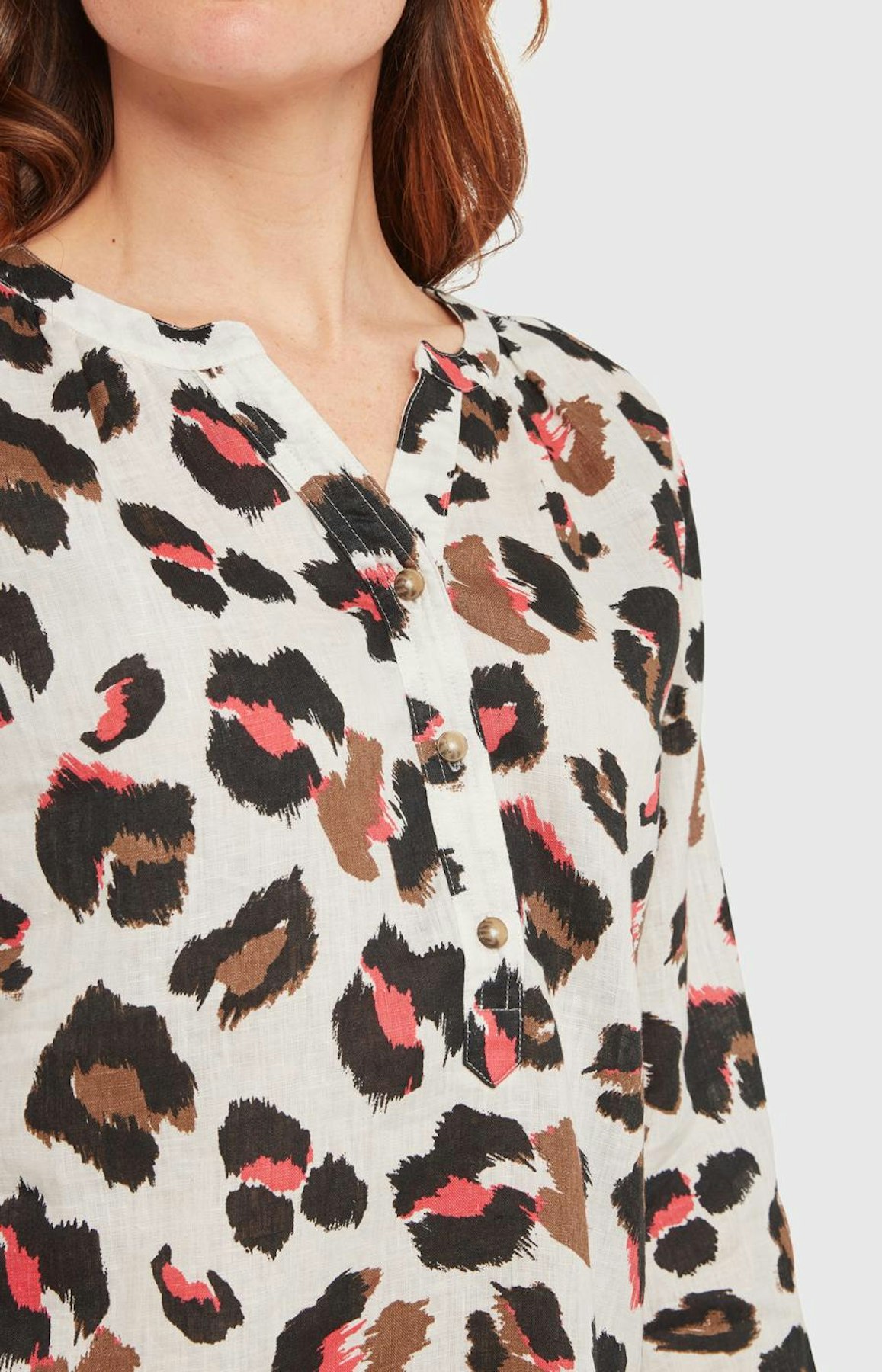 3/4-Arm Bluse mit Animal-Print in Weiß - von BONITA – Bonita