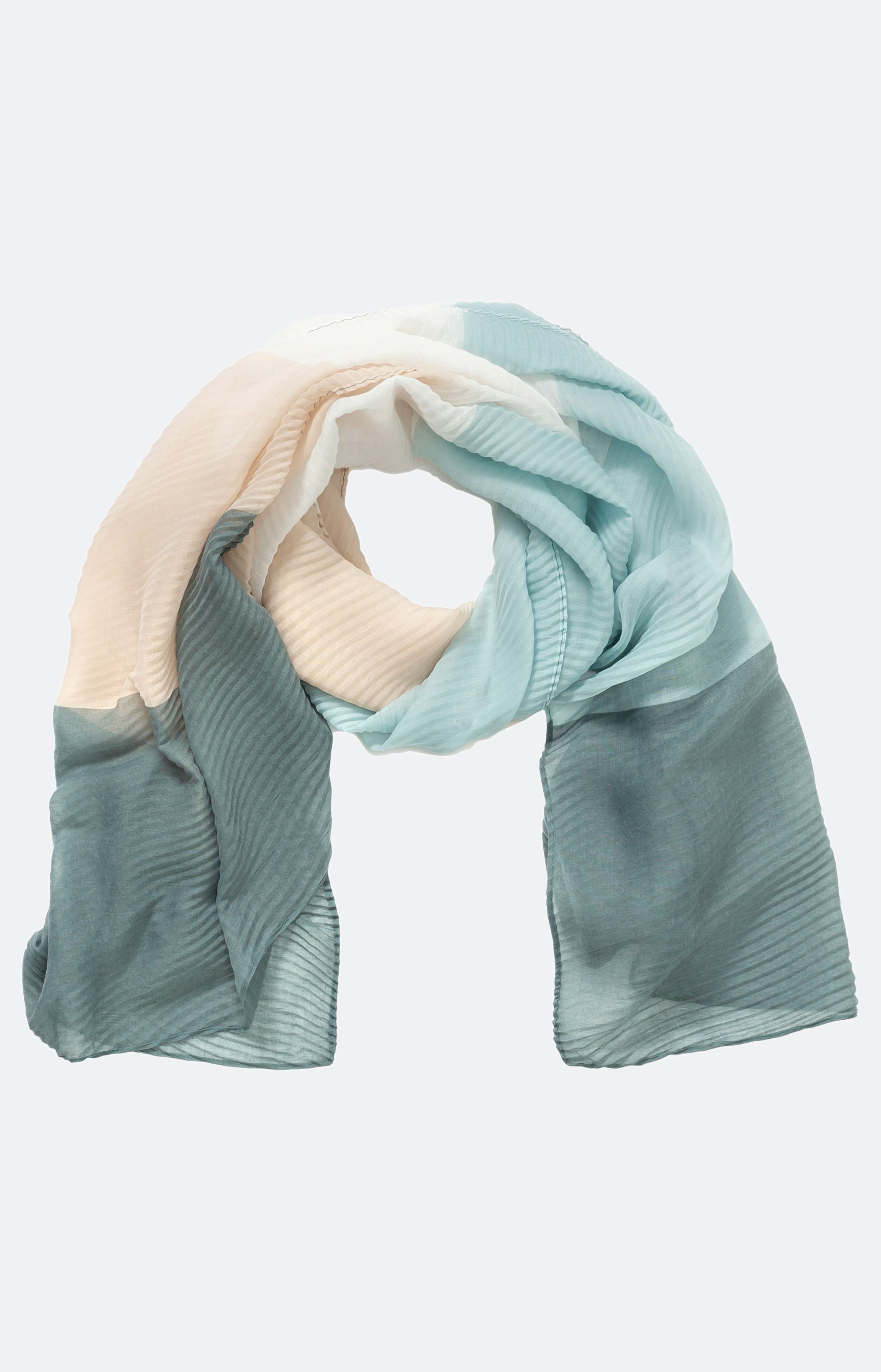 Langer Plissee-Schal in Color-Blocking-Optik – Bonita