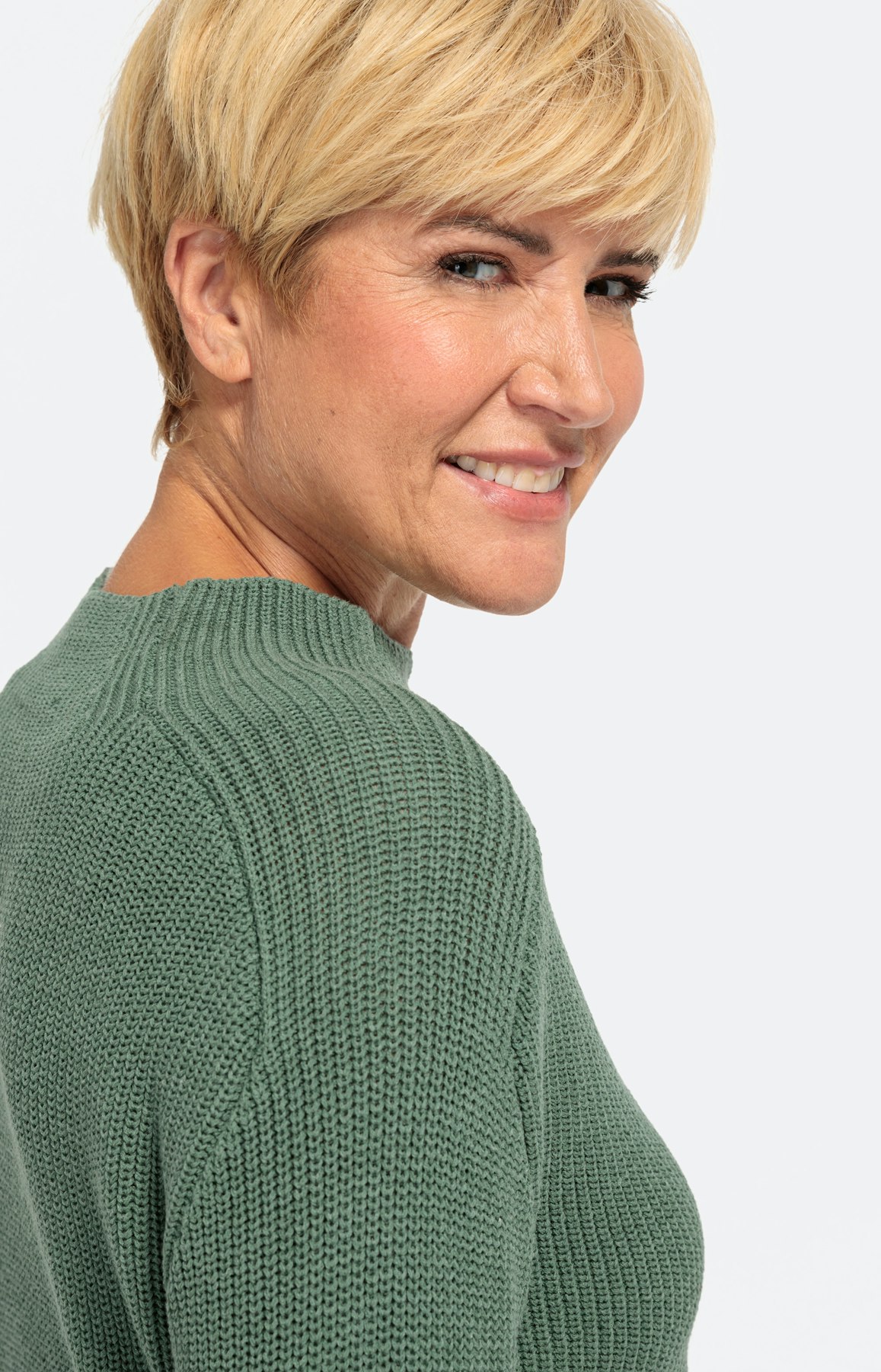 Pullover mit Struktur, langem Ärmel und Stehkragen – Bonita