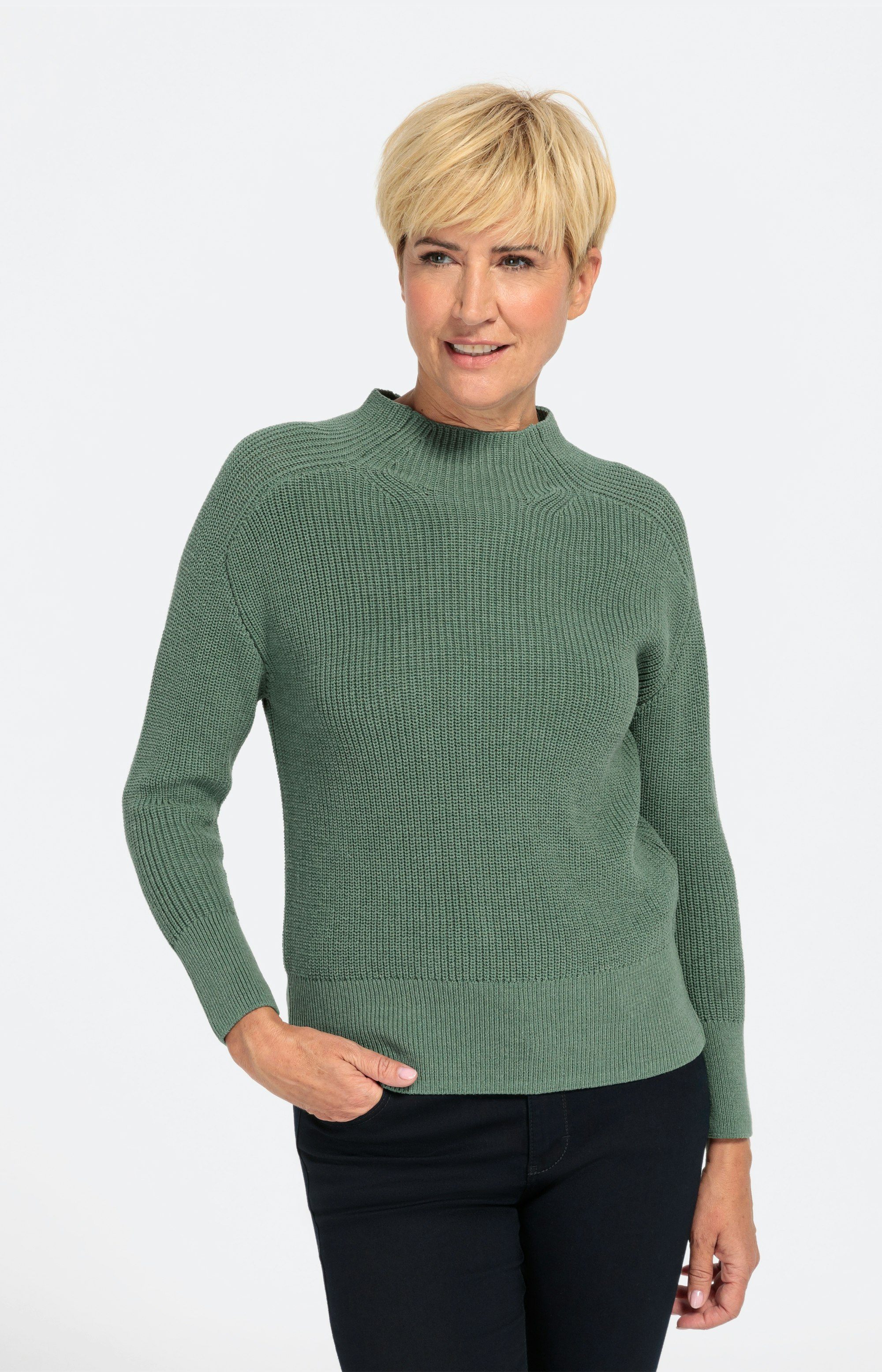 Pullover mit Struktur, langem Ärmel und Stehkragen – Bonita