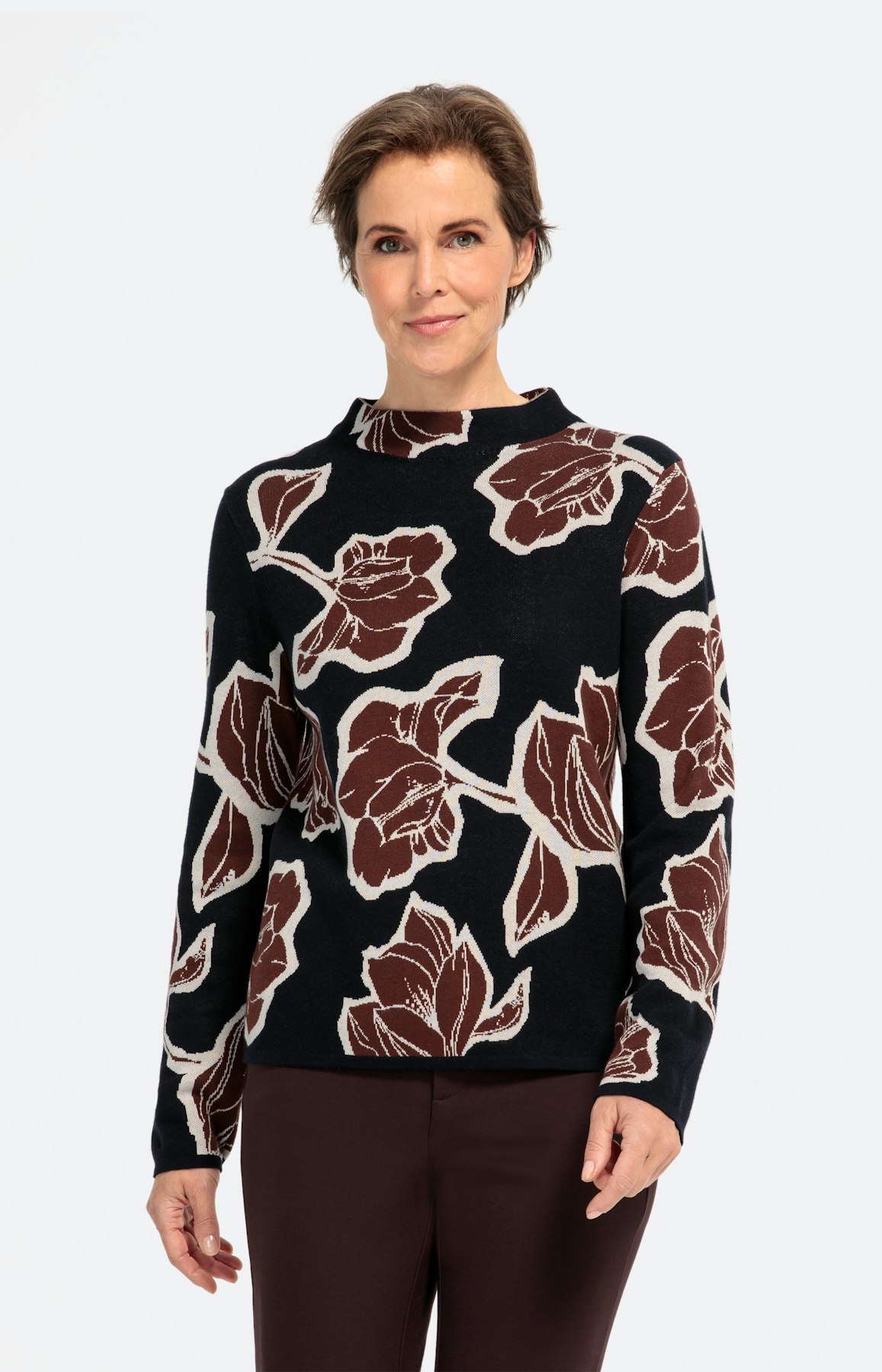 Pullover mit Blumenmuster und hohem Kragen – Bonita